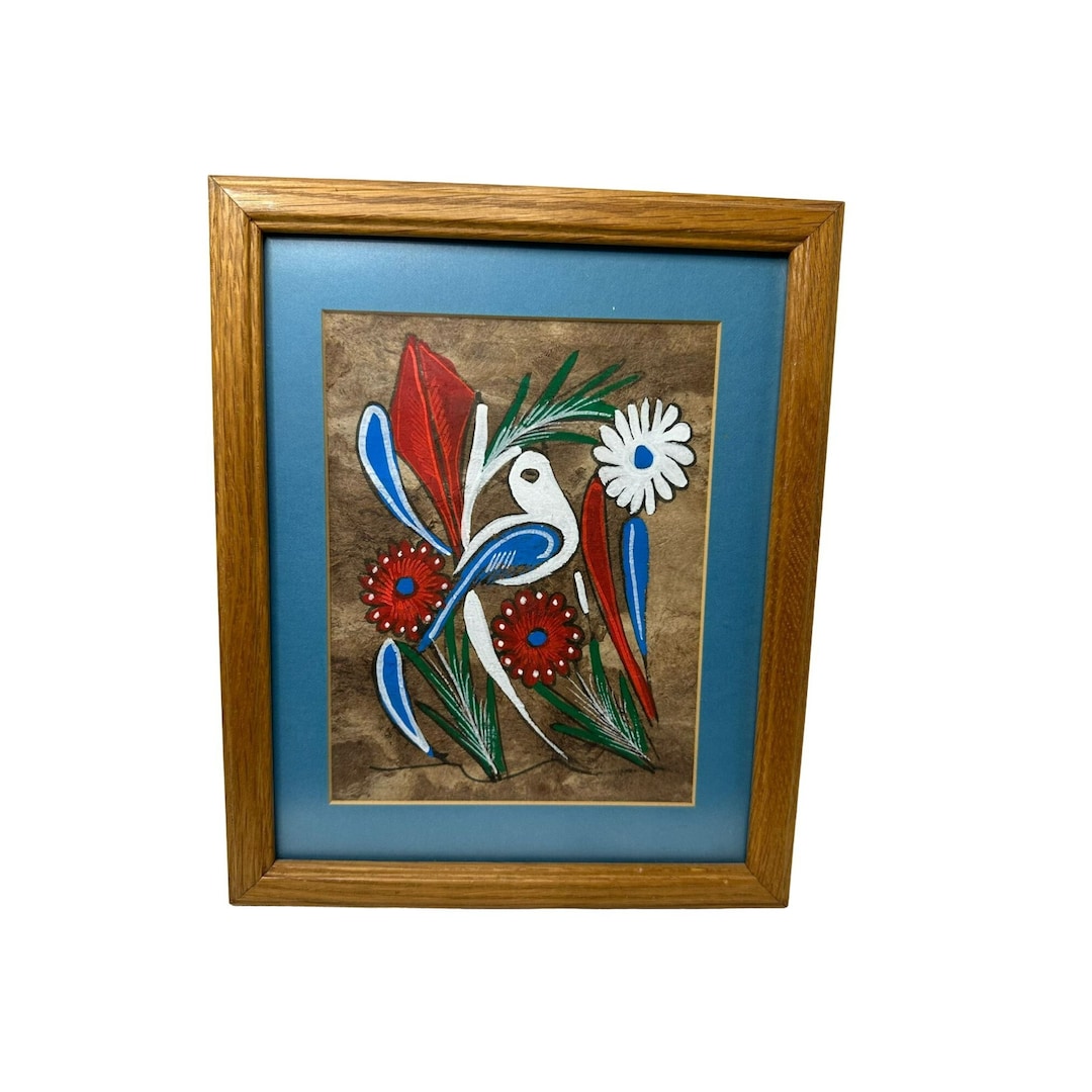 Amate Bark Painting Bird Vintage Mexican Folk Art Colorful - Etsy