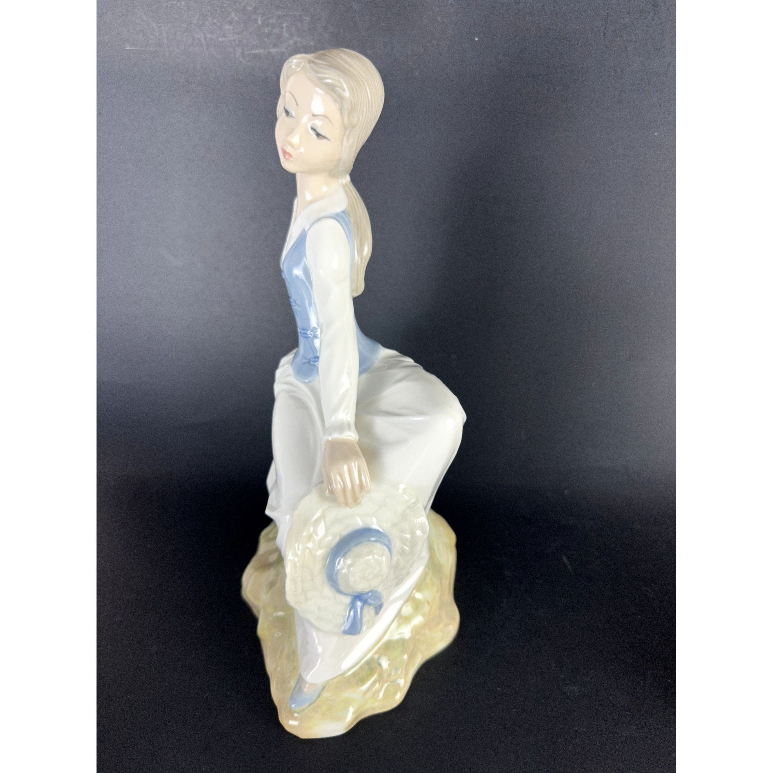 Rare VTG Large Porcelain Figure of Young Girl by Tengra Handmade Spain ...