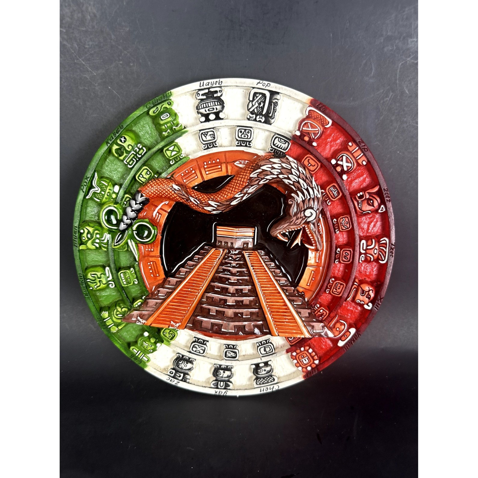The Mayan Haab and Tzolkin Calendar With Chichenitza Pyramid Dragon ...