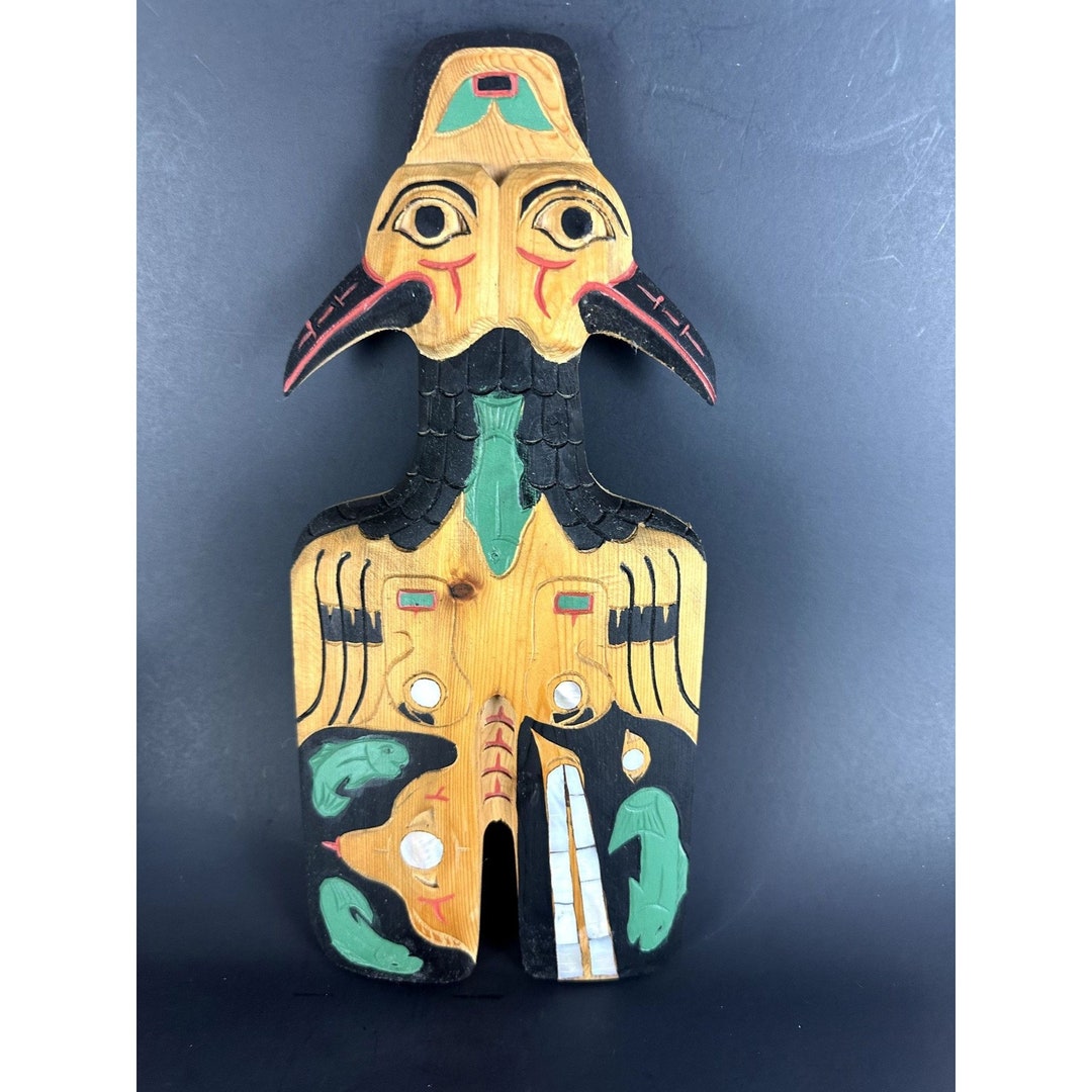 Alaskan Artist Whale Ox Wood Plaque With Inlay Signed Hand Made Alaska ...