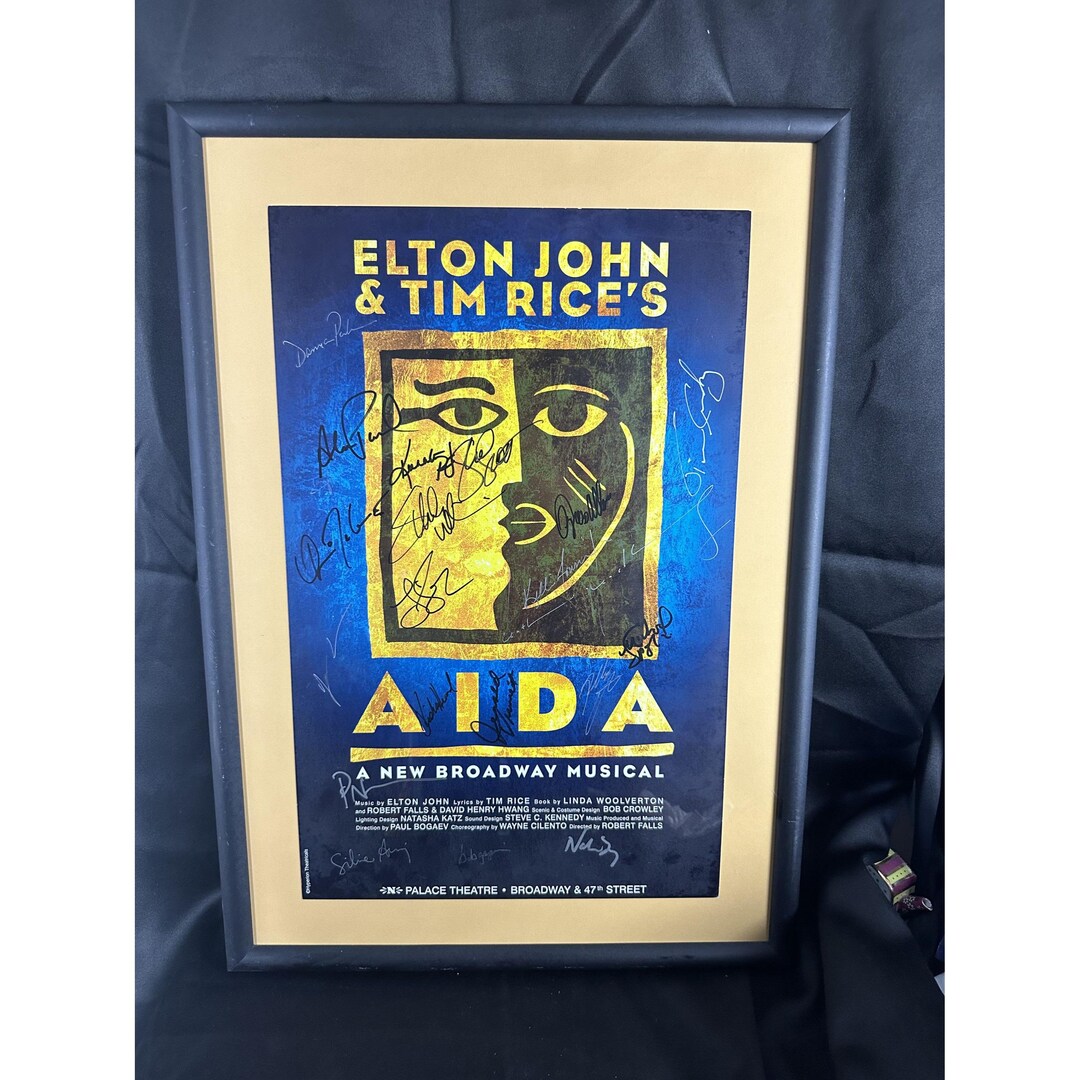 Elton John Tim Rice Aida Signed Broadway Musical Poster Framed Palace ...