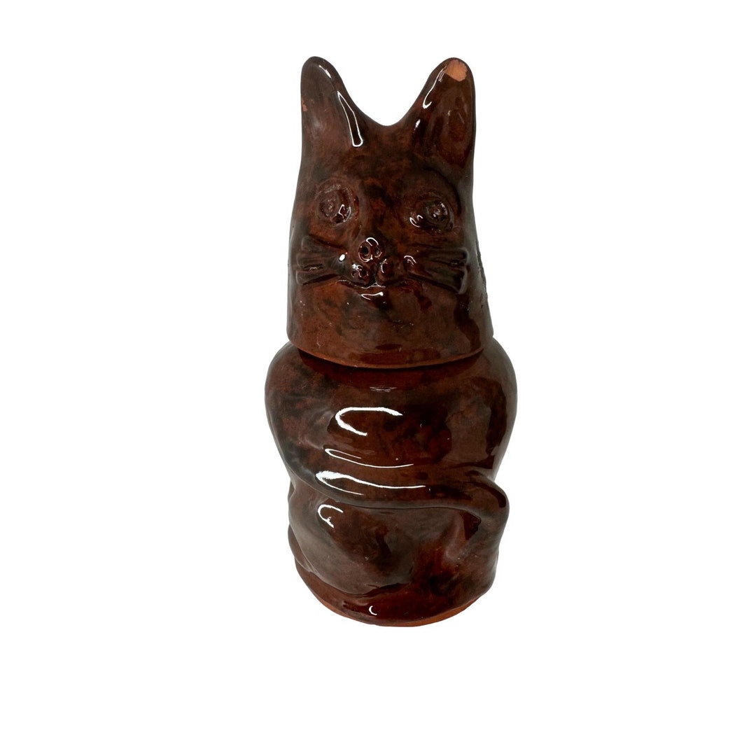 Ned Foltz Reinholds PA Redware Pottery Cat Jar - Etsy