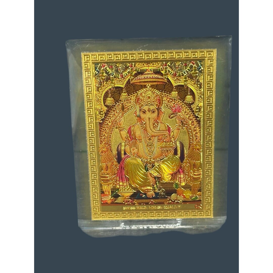 Ganesh Desk Dashboard Gold Acrylic Frame Art Hindu Altar Yoga ...