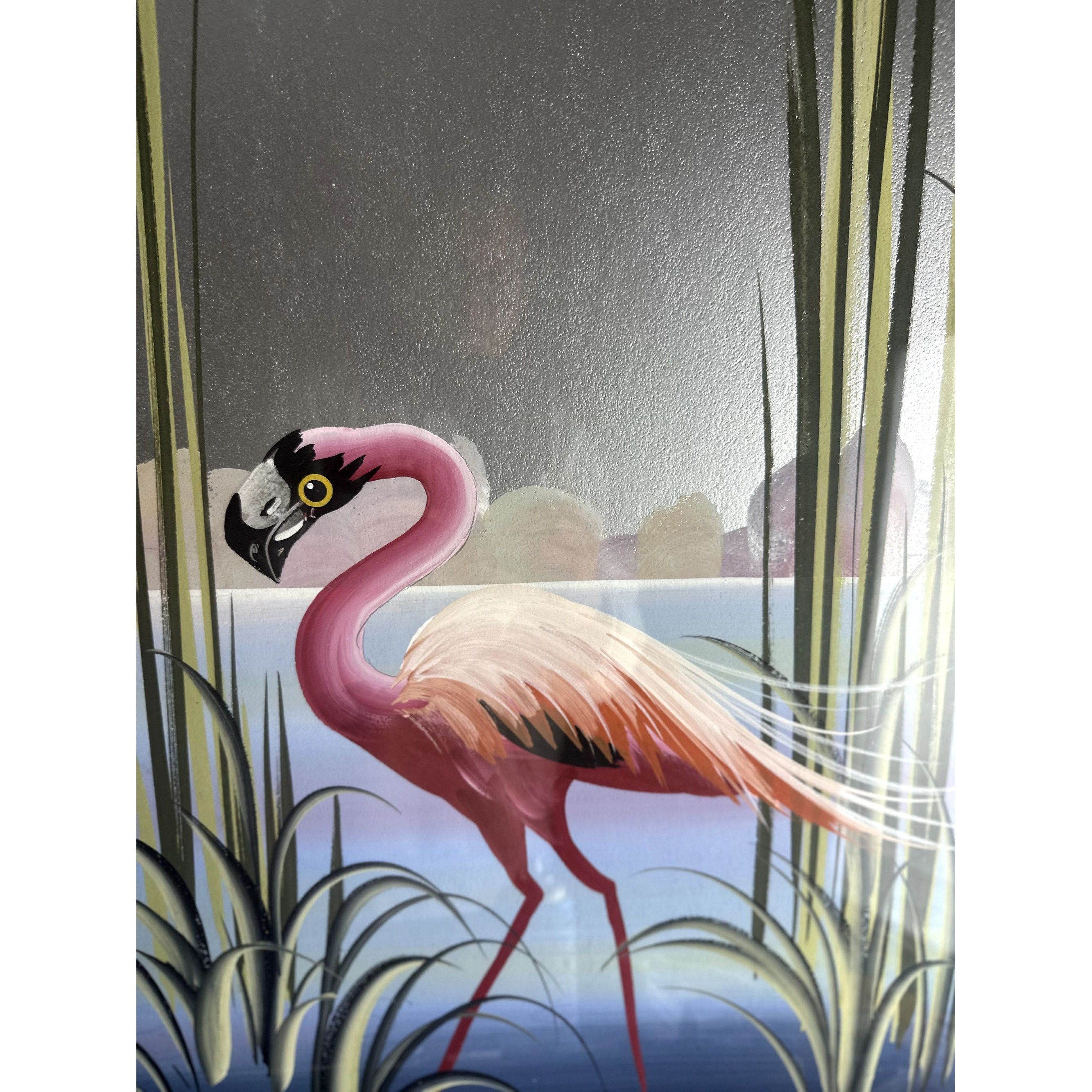 M Devoe Mid Century Modern Pink Flamingo Painting - Etsy