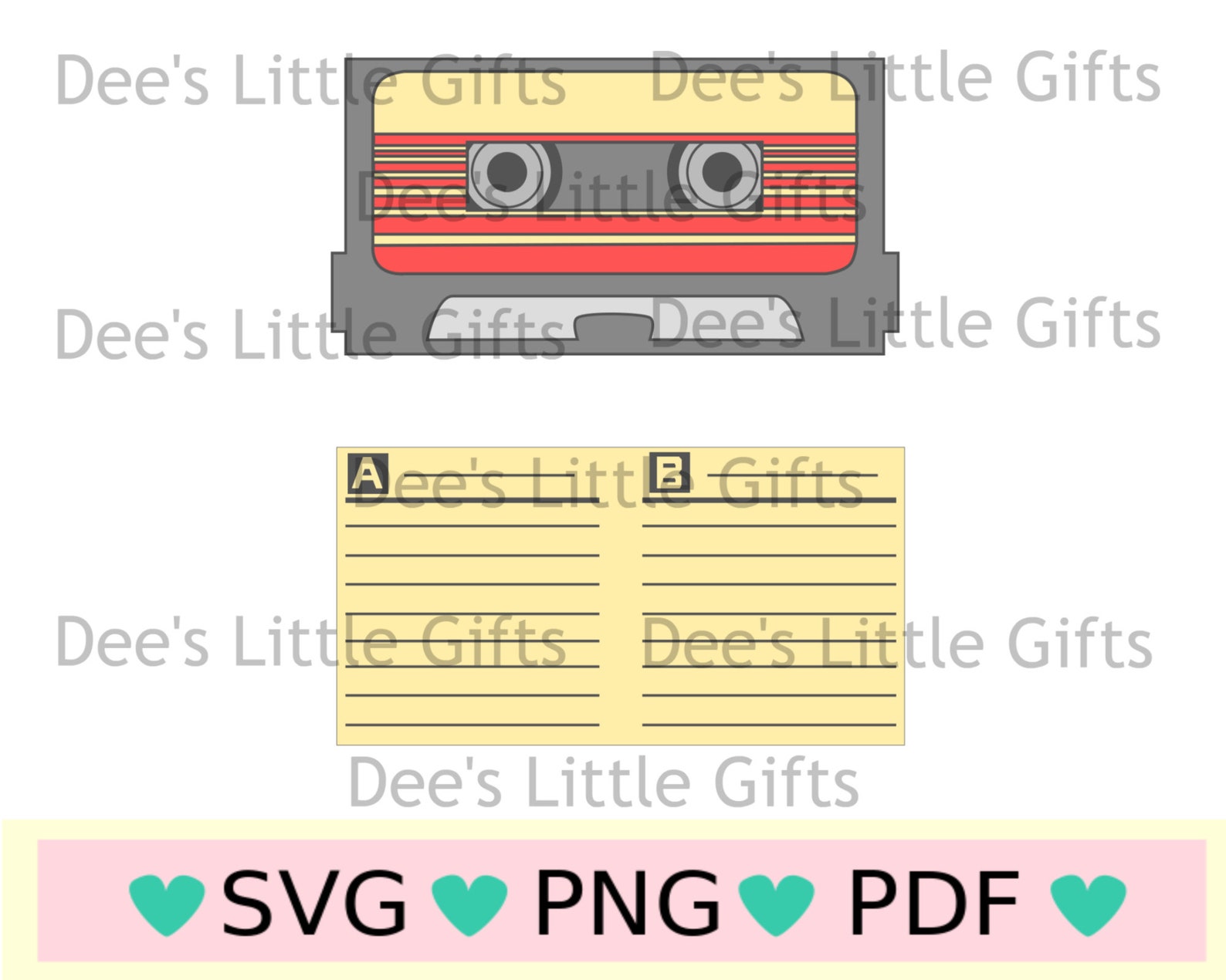 Cassette Tape Digital Cut File SVG, PNG, PDF Digital Download for ...