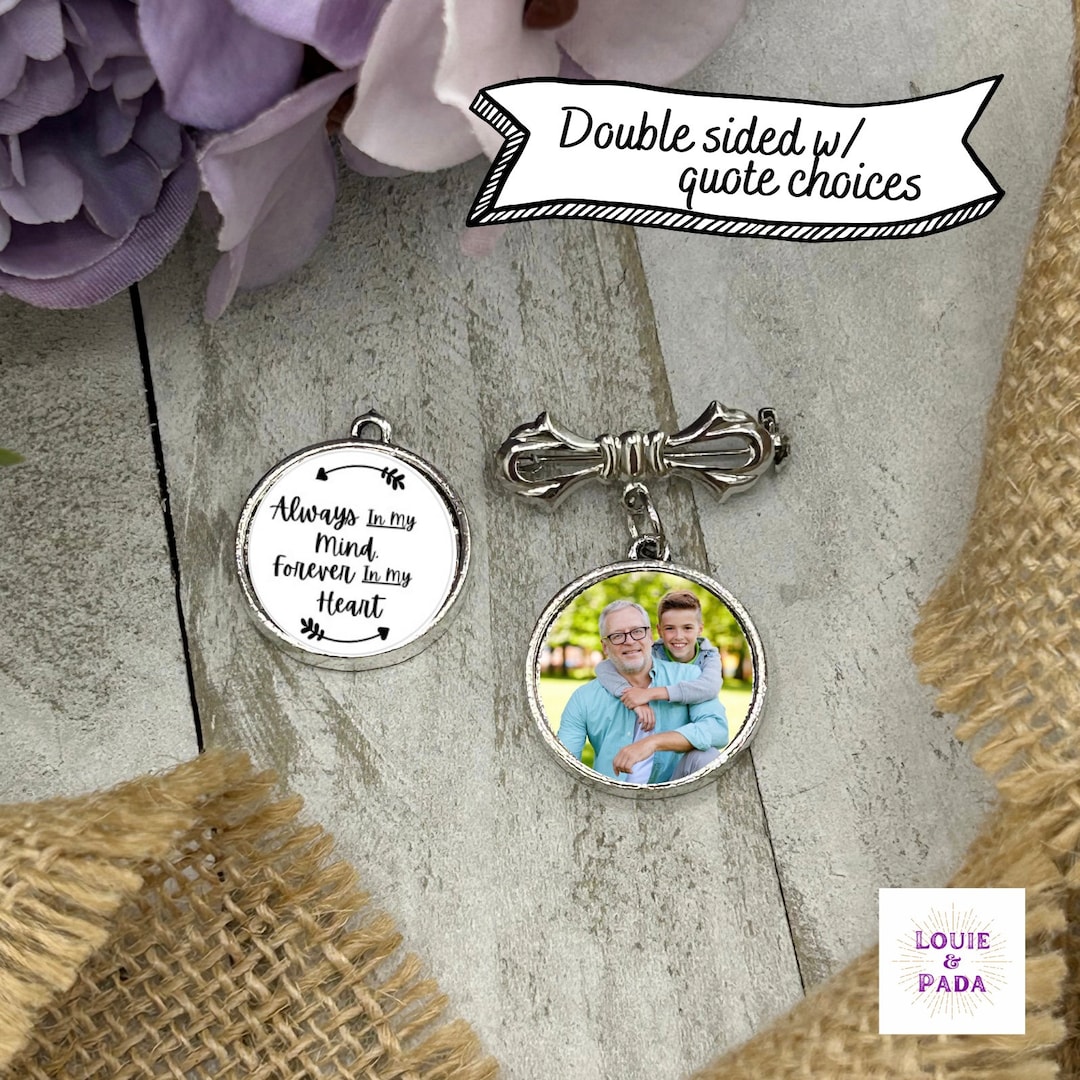 Memorial Photo Bouquet Charm: Double Sided Bow Pin, Funeral Gift - Etsy
