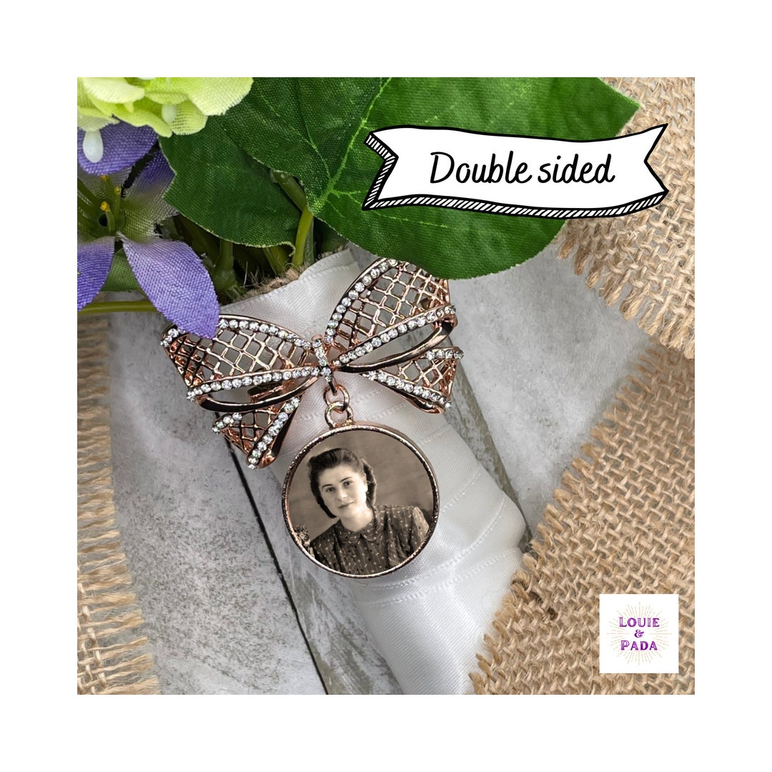 Rhinestone Bow Double Sided Memorial Charm/ Memorial Bouquet Charm ...