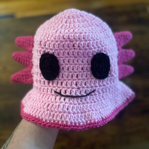 Crochet Axolotl Bucket Hat Beanie: Handmade Acrylic Yarn - Etsy