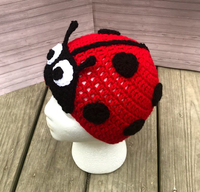 Crochet Lady Bug Beanie Hat - Etsy
