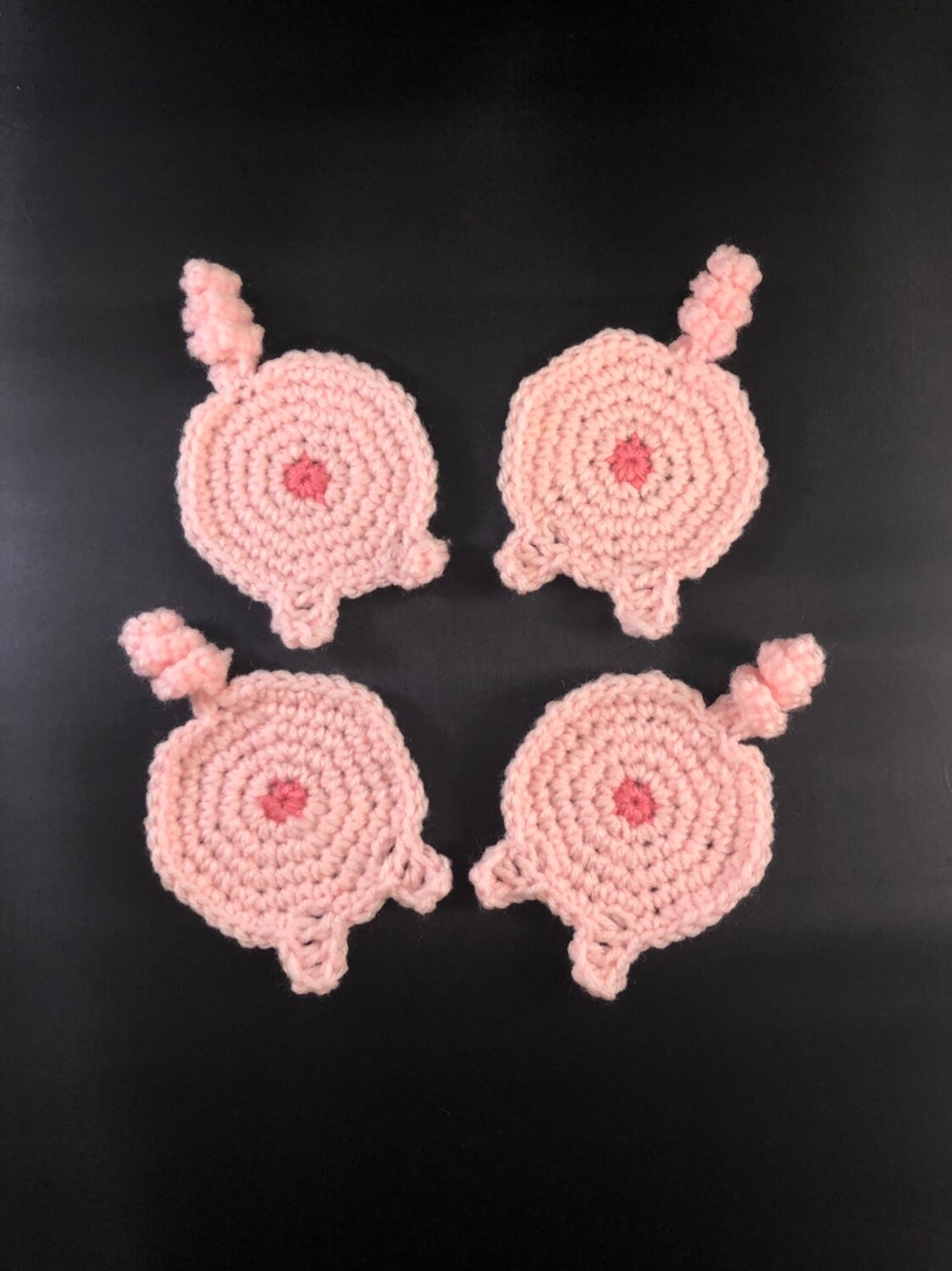 Crochet Pig Butt Coasters, Set of 4 Coasters - Etsy