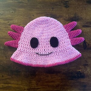 Crochet Axolotl Bucket Hat Beanie: Handmade Acrylic Yarn - Etsy