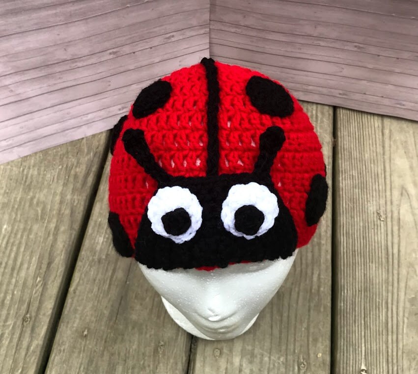 Crochet Lady Bug Beanie Hat - Etsy