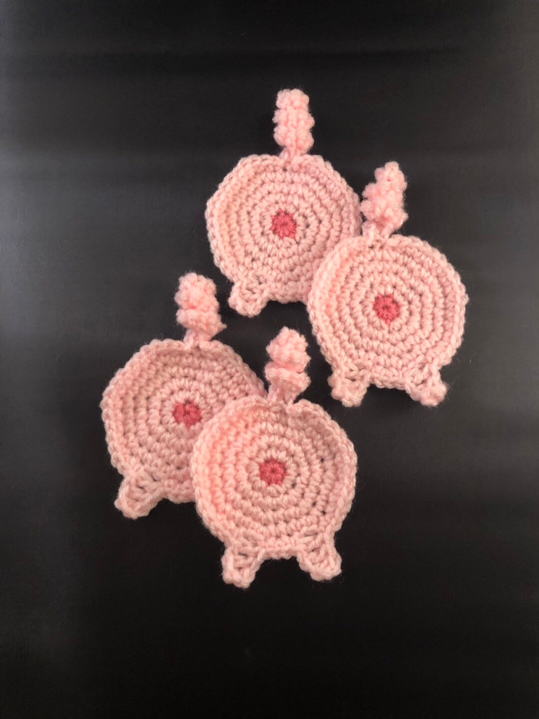 Crochet Pig Butt Coasters, Set of 4 Coasters - Etsy