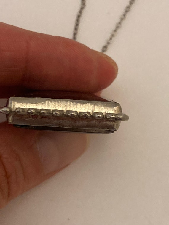 Heavy Sterling Silver Pendant and Chain - Gem