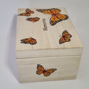 Monarch Butterfly Memory Box, Hand Burnt Memories Storage Box ...