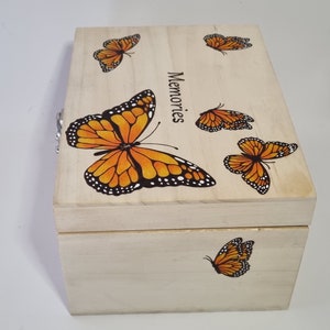 Monarch Butterfly Memory Box, Hand Burnt Memories Storage Box ...