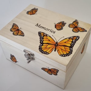 Monarch Butterfly Memory Box, Hand Burnt Memories Storage Box ...
