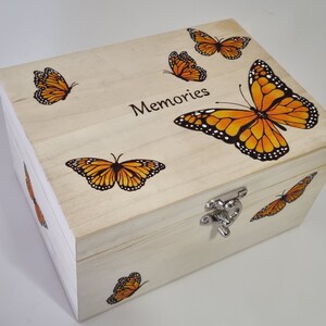 Monarch Butterfly Memory Box, Hand Burnt Memories Storage Box ...