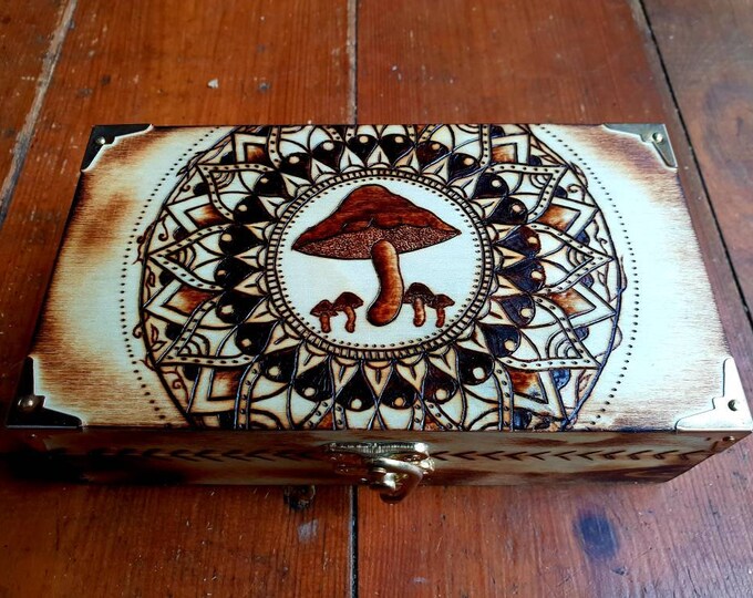 Mandala Trinket Box Wooden Jewellery Box Mushroom Mandala - Etsy
