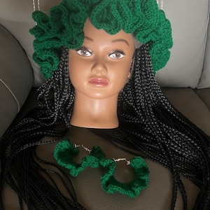 Ruffle Crochet Hat Set With Matching Earrings - Etsy