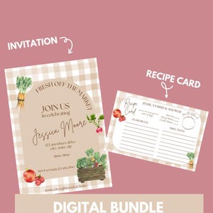 Fresh off the Market Bridal Shower Invitation and Recipe Card Farmers ...