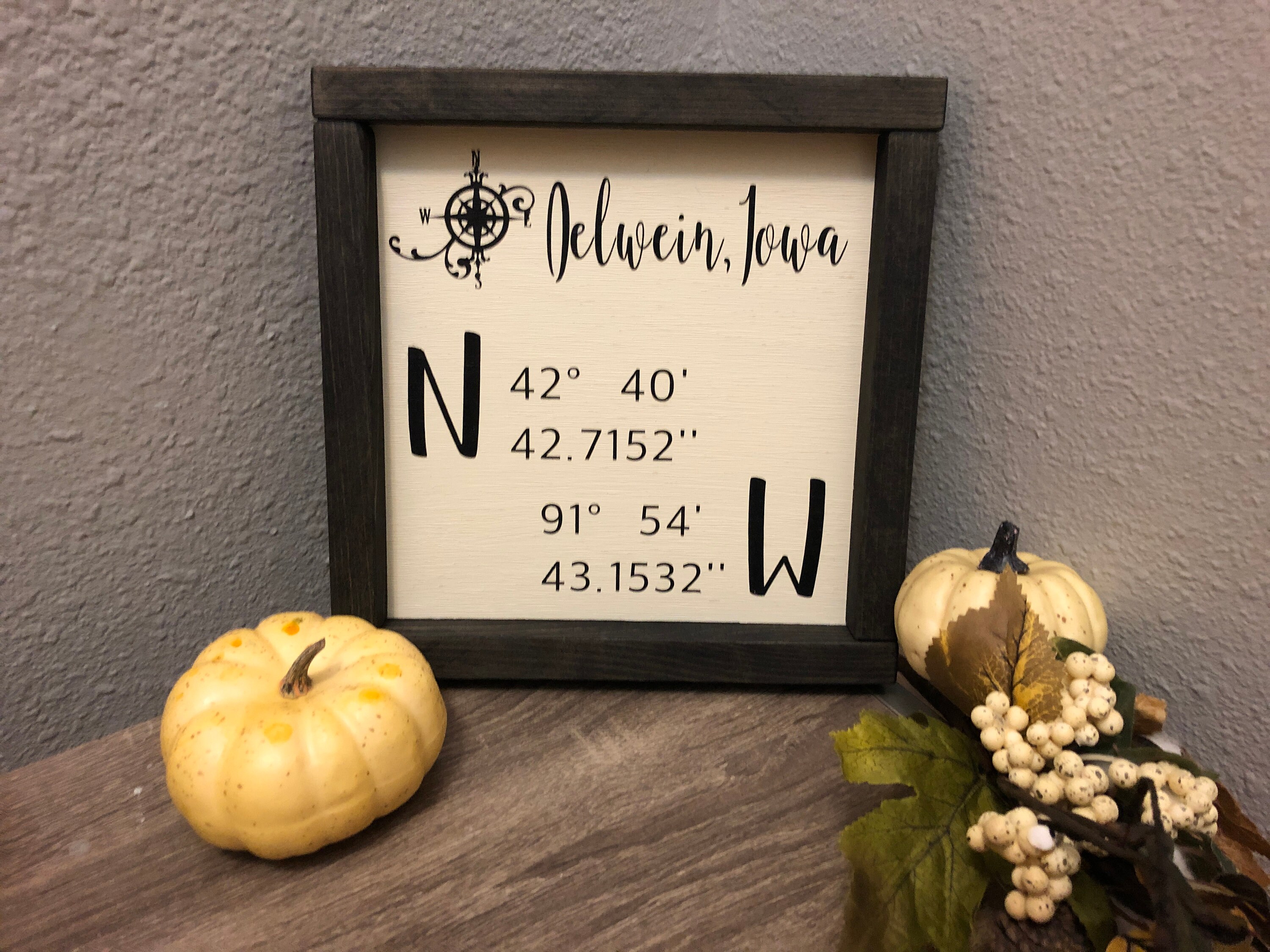 Longitude and Latitude Sign Square Farmhouse Sign Framed | Etsy