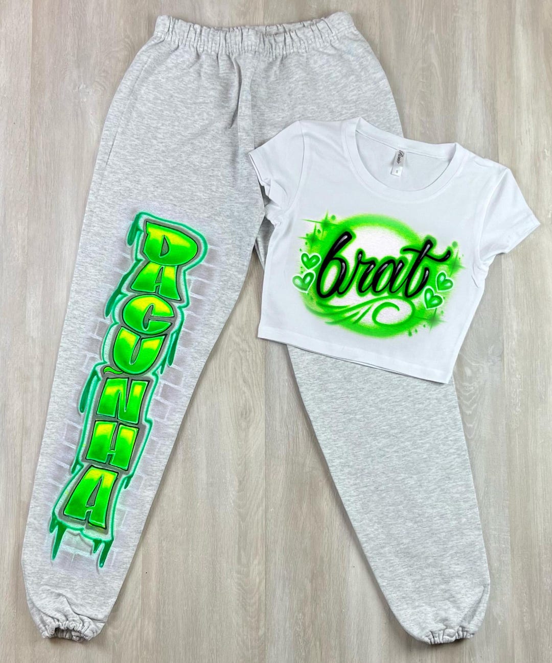 Custom Airbrush Crop Top & Sweatpants Set: 90s Style Outfit - Etsy