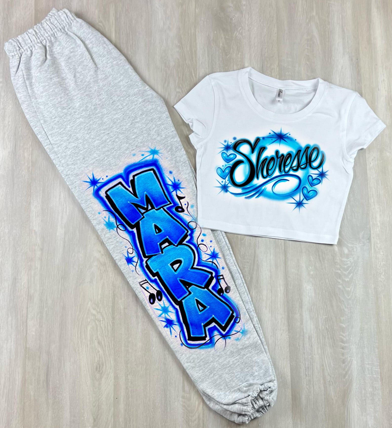 Custom Airbrush Crop Top & Sweatpants Set: 90s Style Outfit - Etsy