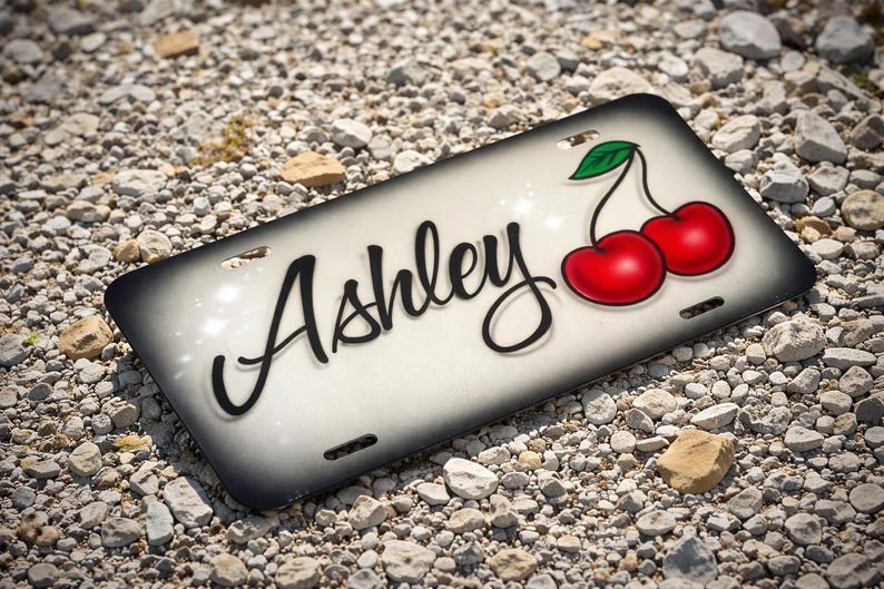 Custom Airbrush License Plate: Personalized Car Tag With Cherries - Etsy