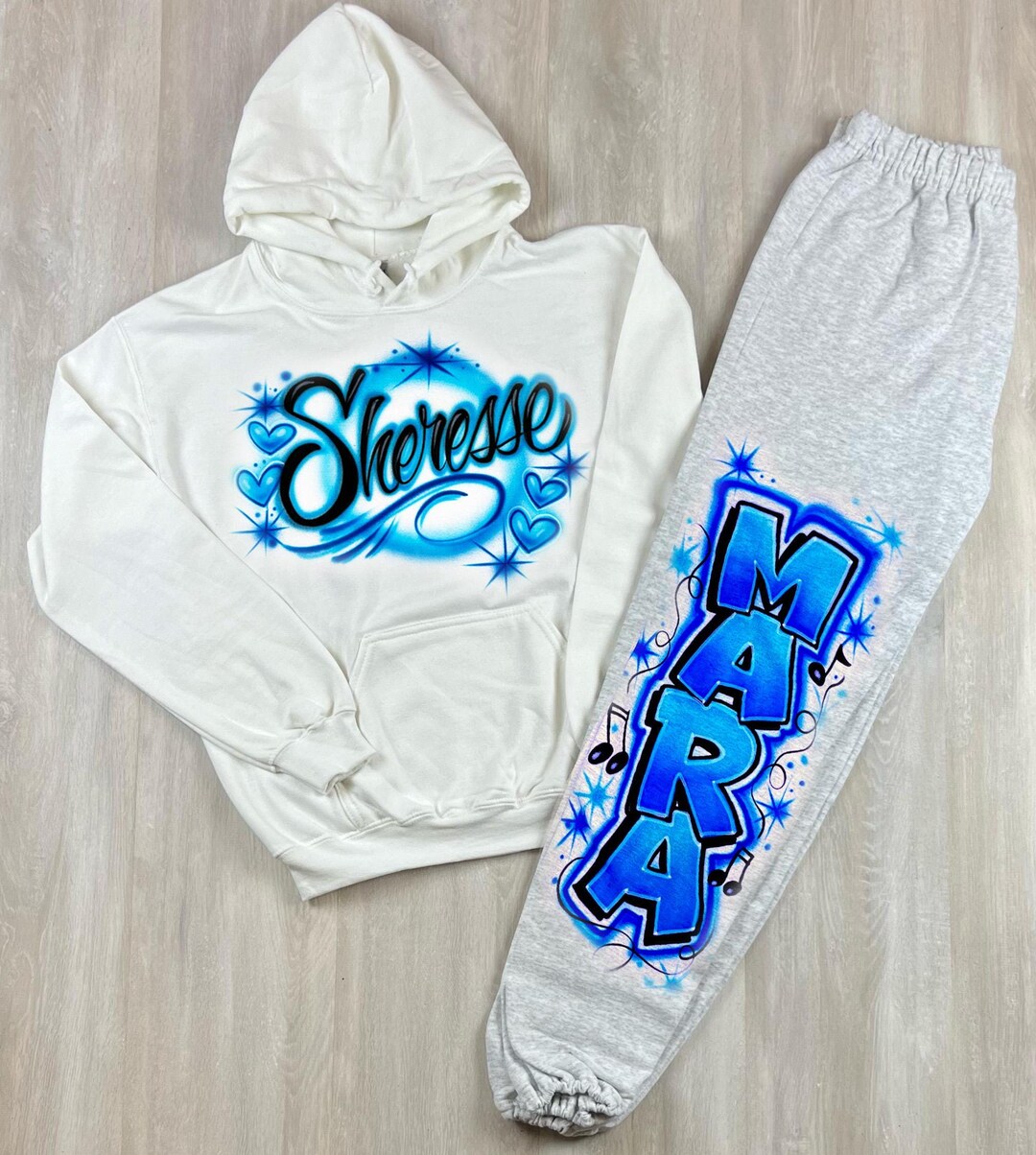 Custom Airbrush Outfit: Personalized Name Hoodie & Sweatpants Set - Etsy