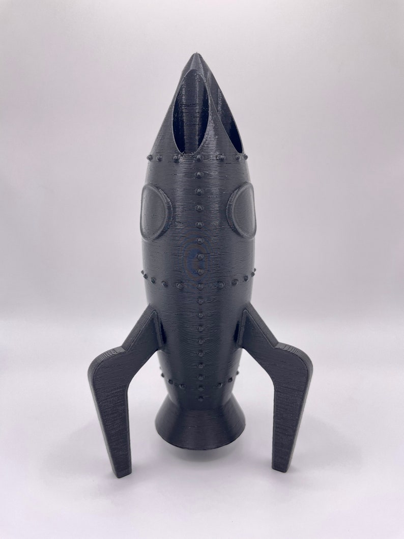 STL for 3D Printed Vintage Rocket Pencil Cup Holder Retro Desk ...