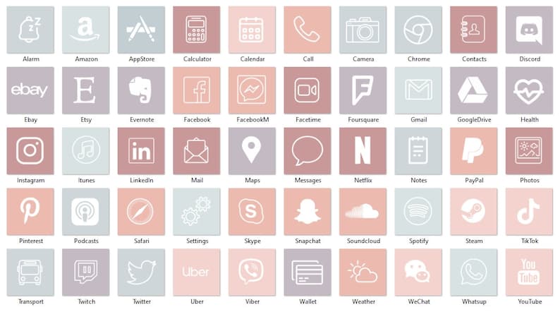 App Icons iOS14 Pastel Aesthetic iPhone Social media icons | Etsy App Icons iOS14 Pastel Aesthetic iPhone Social media icons | Etsy