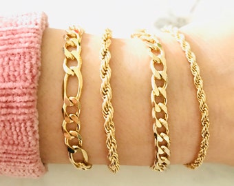 Gold chain bracelet | Etsy