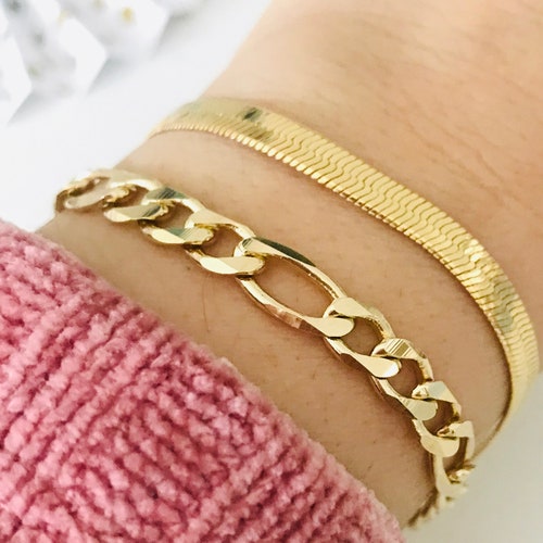 Chunky Gold Bracelet 18k Gold Filled Chain Bracelet Link - Etsy