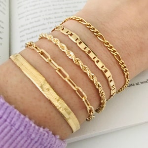 Stack Bracelet, Whisper Braceletgold Filled Bracelet, Chunky Paperclip Bracelet, Gold Chain ...