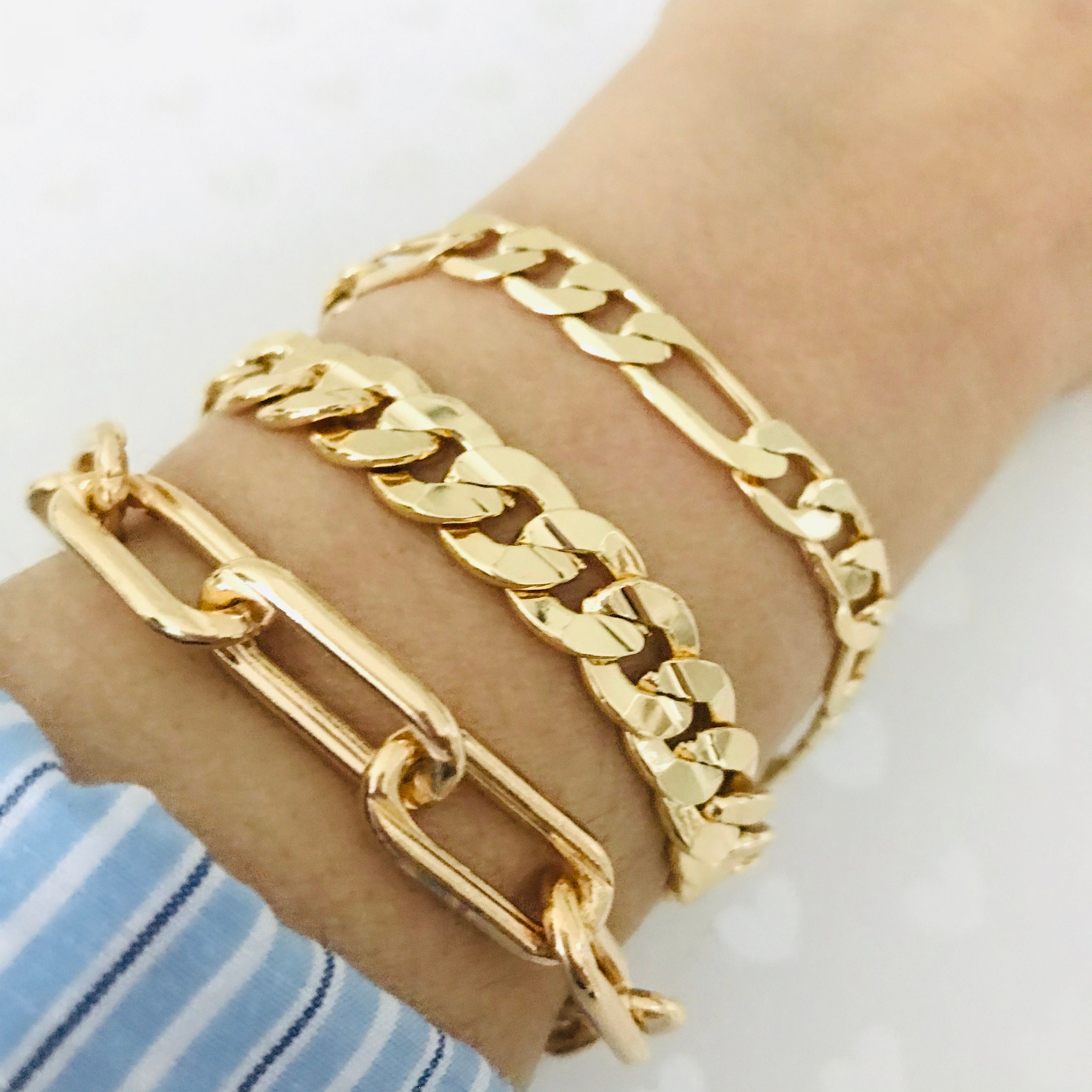 Cuban Chain Link Bracelet Stack Bracelet Gold Bracelet for | Etsy