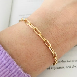 Stack Bracelet, Whisper Braceletgold Filled Bracelet, Chunky Paperclip Bracelet, Gold Chain ...