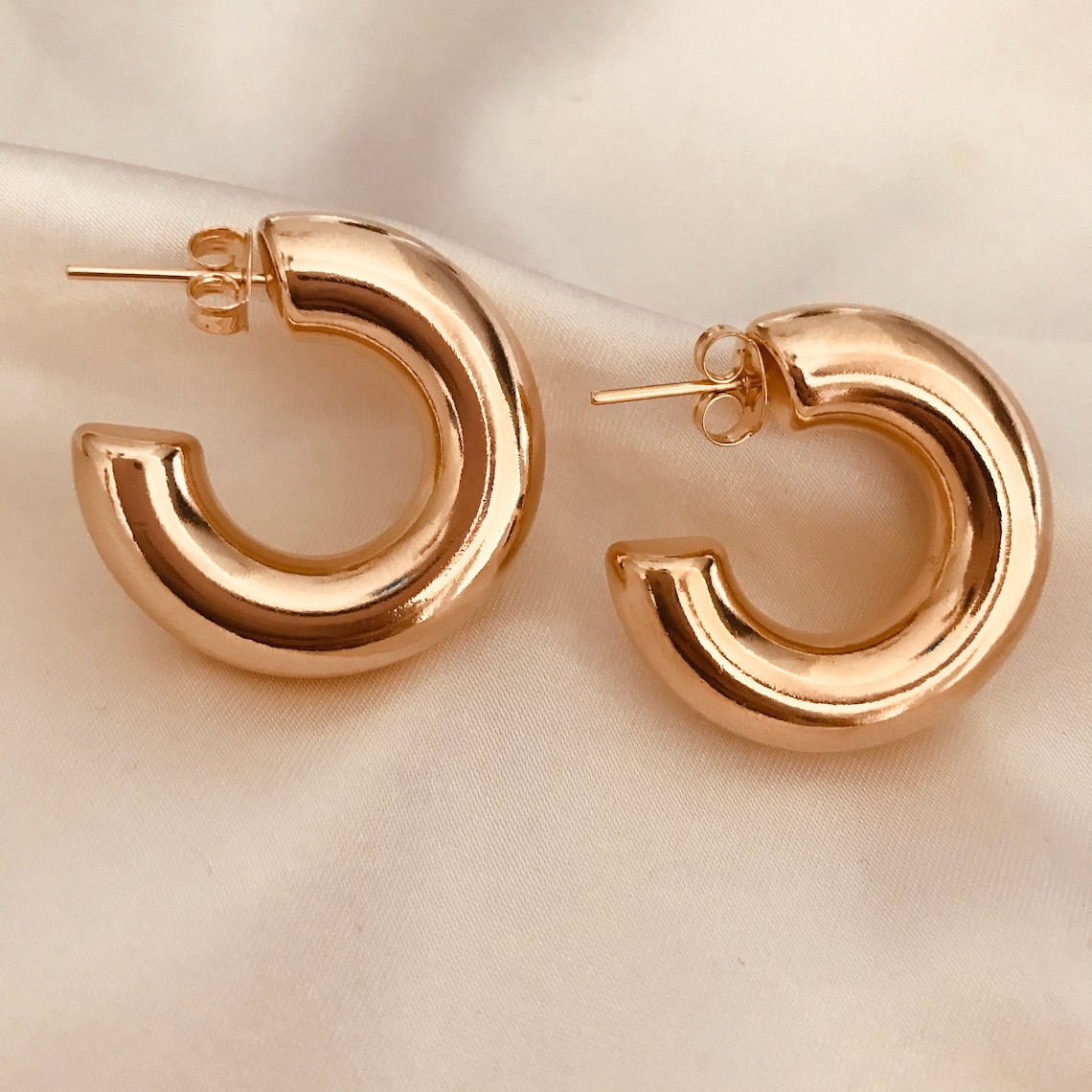 Chunky Gold Hoops Chunky Hoop Earring Made Of 18k Gold Filled Etsy
