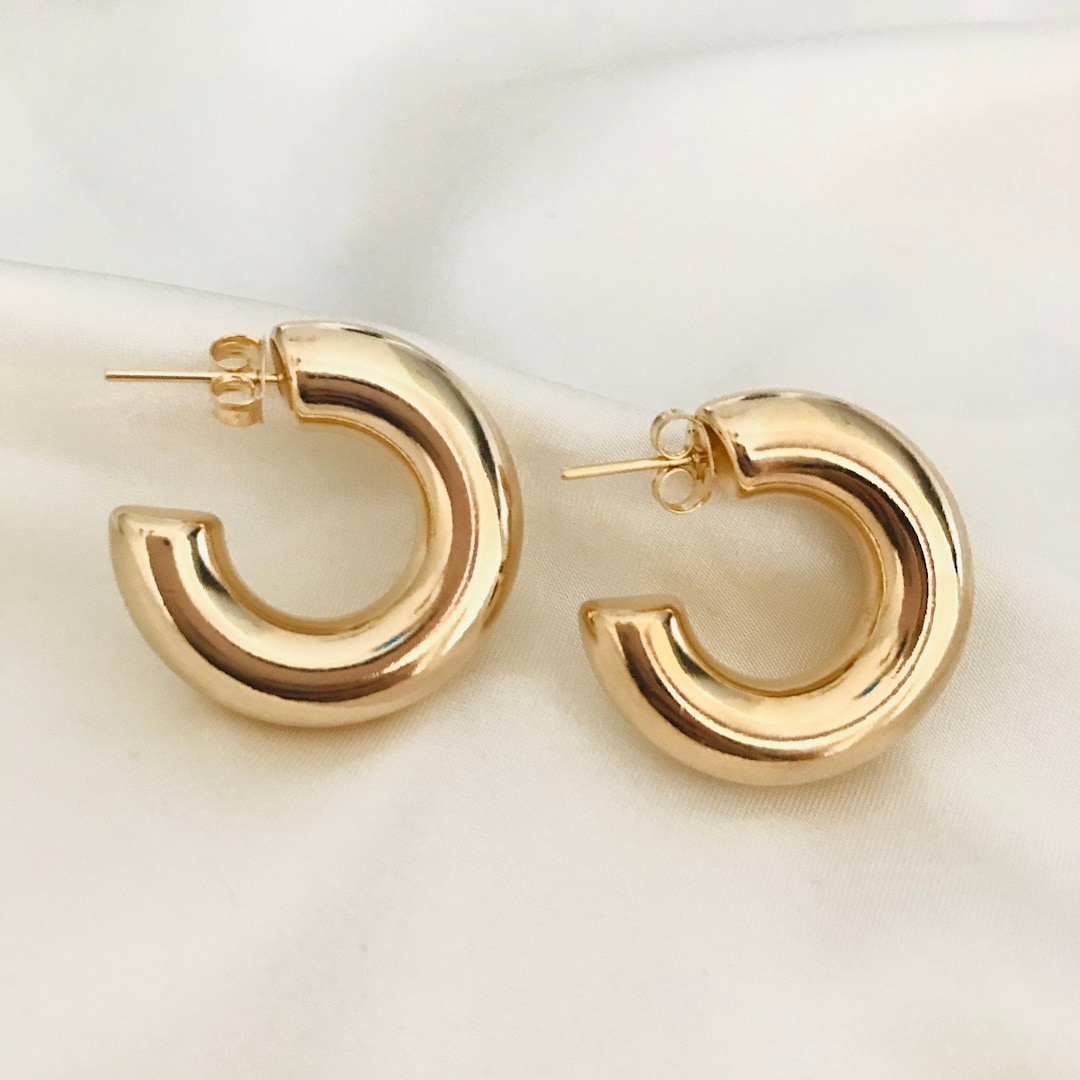 Chunky Gold Hoop Earrings, Chunky Hoop Earring Made Of18k Gold Filled ... Chunky Gold Hoop Earrings, Chunky Hoop Earring Made Of18k Gold Filled ...