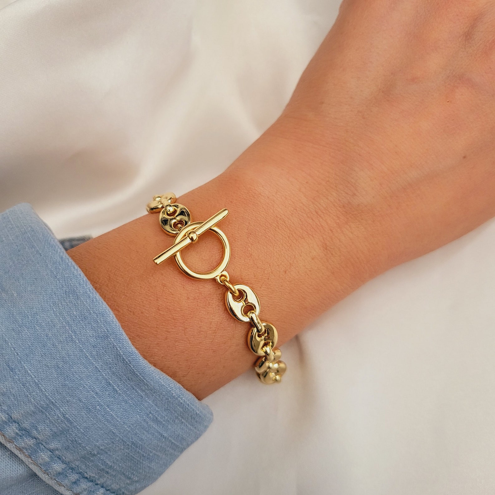 Stacking Braceletsimple Bracelet Thick Chain Bracelet - Etsy
