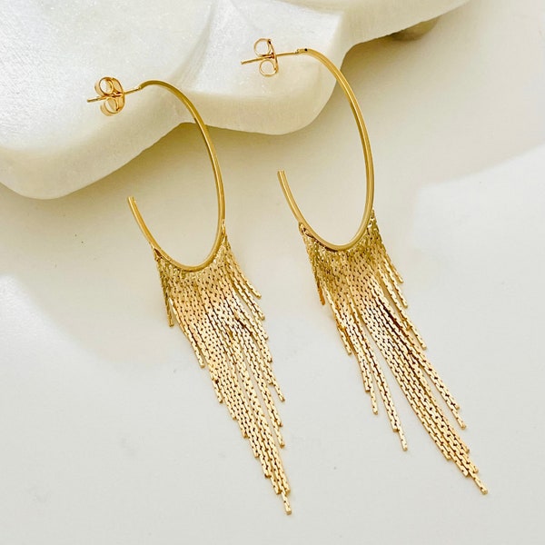Gold Fringe Earrings - Etsy