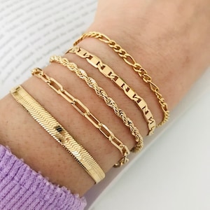 Stack Bracelet, Whisper Braceletgold Filled Bracelet, Chunky Paperclip Bracelet, Gold Chain ...