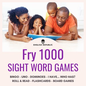 Fry 1000 (10th Hundred) Sight Word Bingo, Flashcards, Dominoes, UNO ...