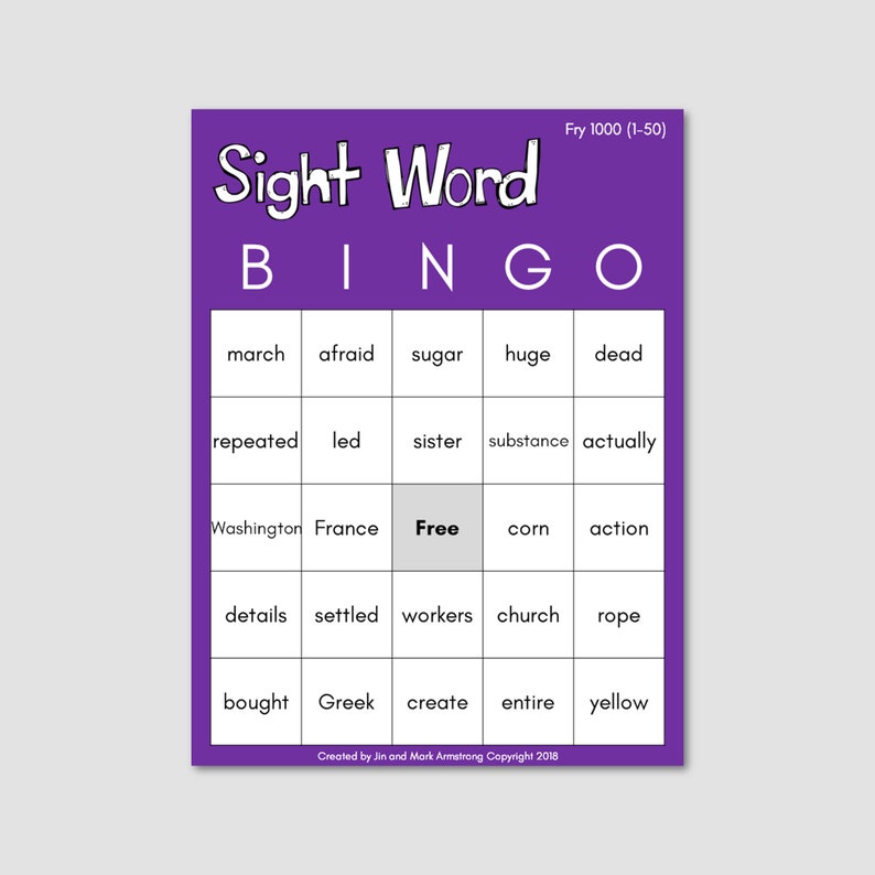 Fry 1000 (10th Hundred) Sight Word Bingo, Flashcards, Dominoes, UNO ...