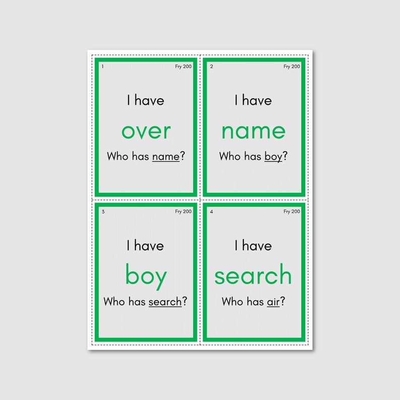 Fry 200 Sight Word Bingo, Flashcards, Dominoes, UNO, Jenga, Checkers ...