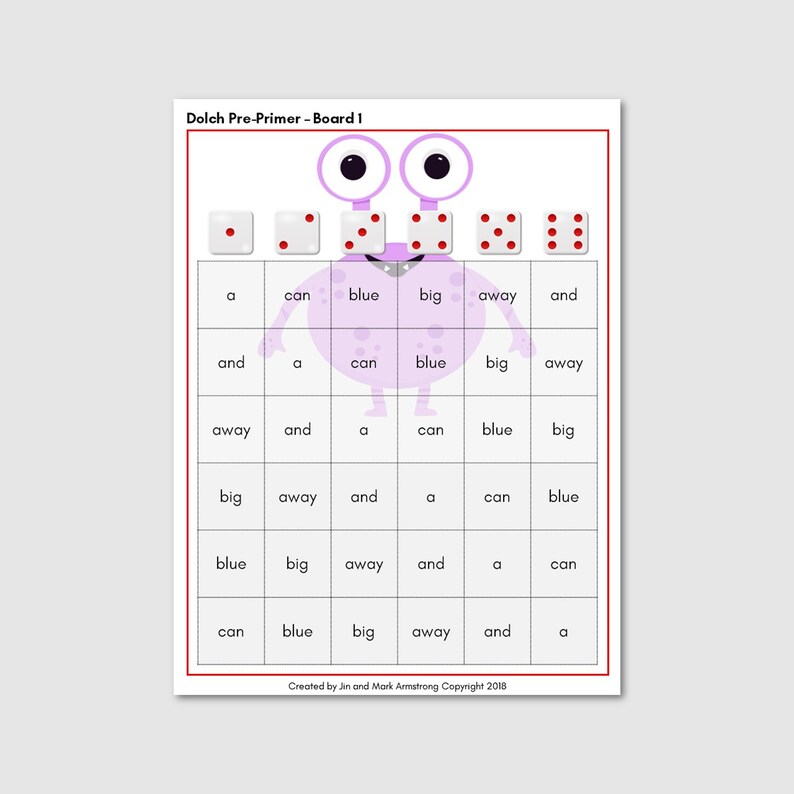 Dolch Pre-primer Sight Word Bingo Flashcards Dominoes UNO | Etsy