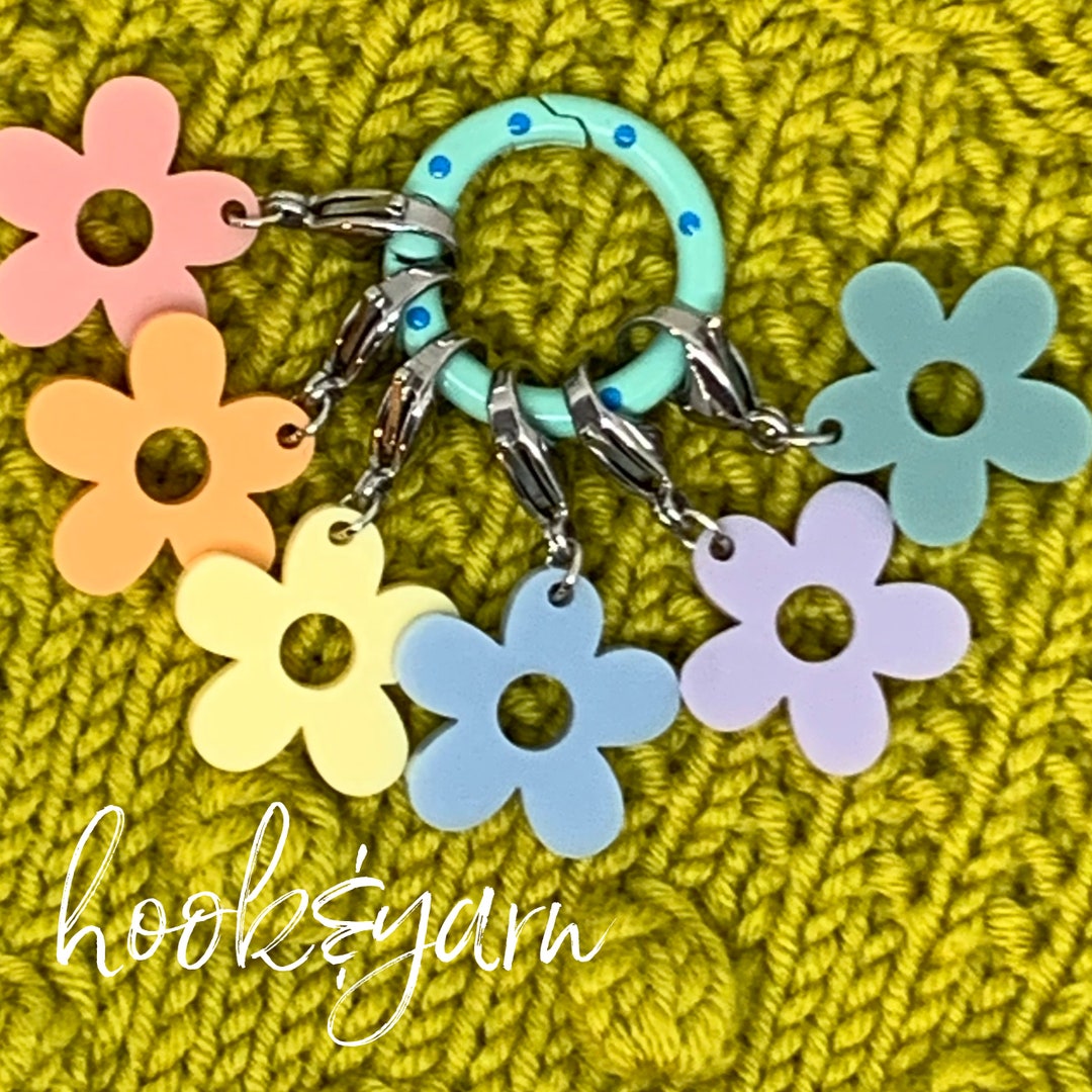 Acrylic Pastel Flower Stitch Markers for Crochet & Knitting Set of 6 ...