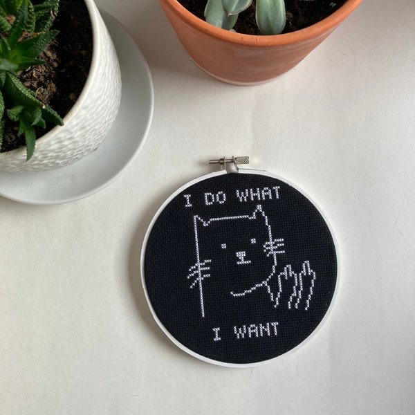 Cat Completed Cross Stitch - Etsy