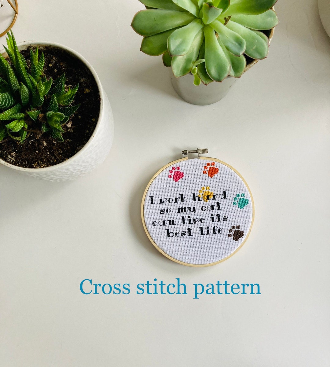 Work Hard - Cats - Cat Gift - Cross Stitch Pattern PDF - Counted Cross ...