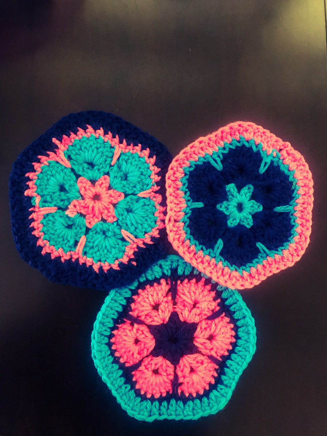 Handmade Crochet Coaster Hexagon 3pc - Etsy